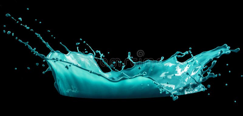 Blue-cyan Paint Splash Isolated on Black Background Stock Image - Image ...
