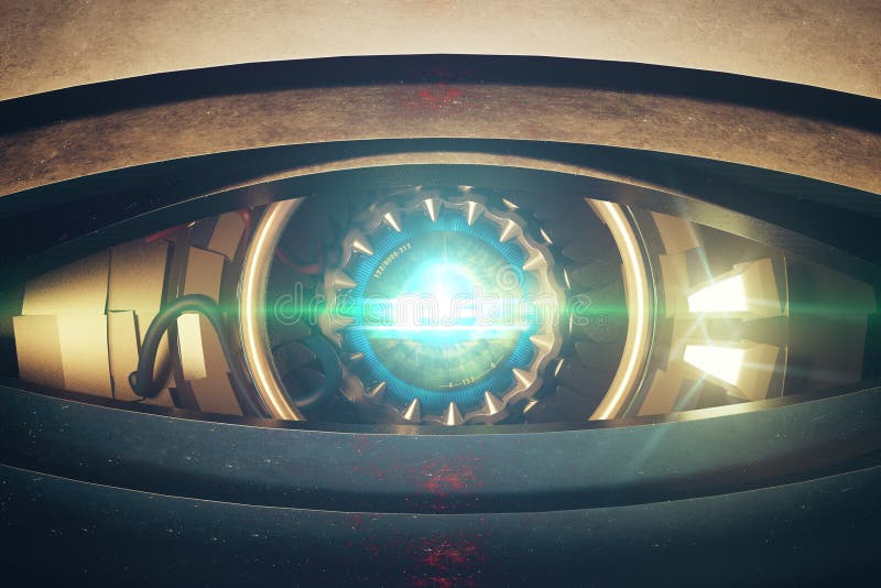 Angry cyber eye stock illustration. Illustration of camera - 89268393