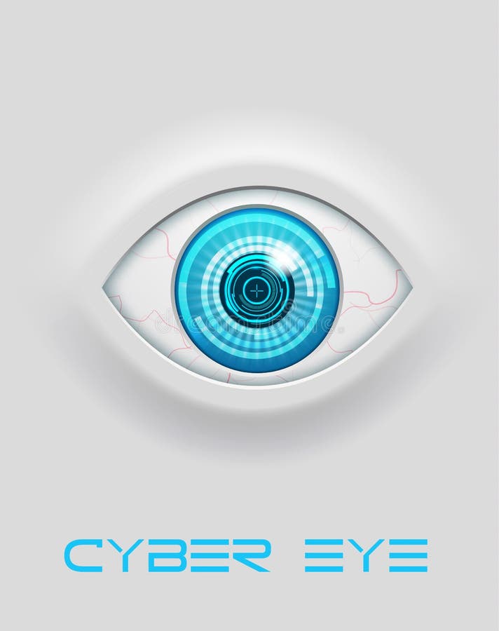 Blue cyber eye stock illustration. Illustration of interface - 49058540