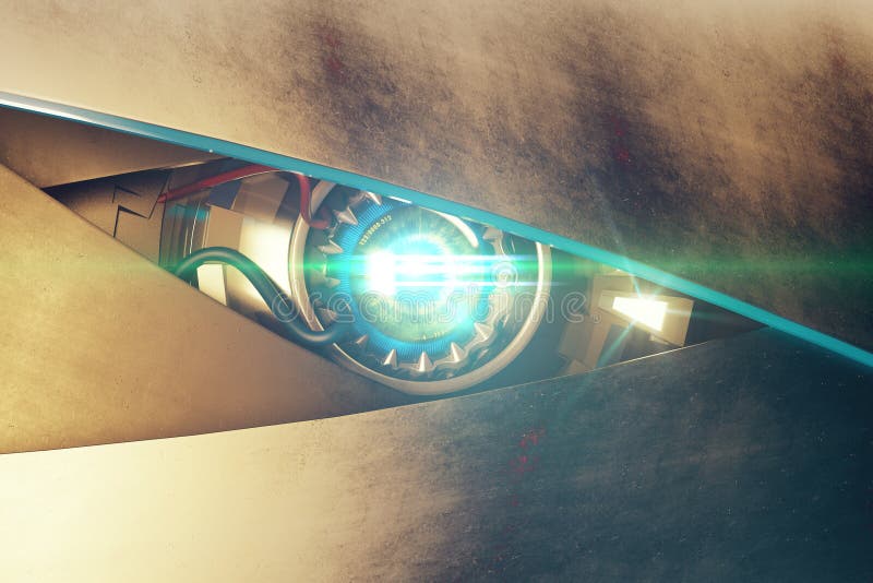 Blue Cyber Eye with Mean Look Stock Illustration - Illustration of ...