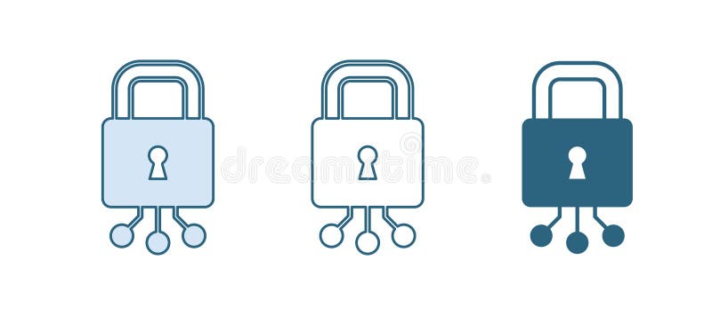 Blue Cyber Security Icon Isolated on White Background. Closed Padlock ...