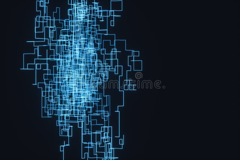 Blue Cyber Space with Crossed Glowing Lines, 3d Rendering Stock ...