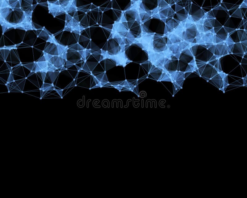 Blue cybernetic particles stock illustration. Illustration of connect ...