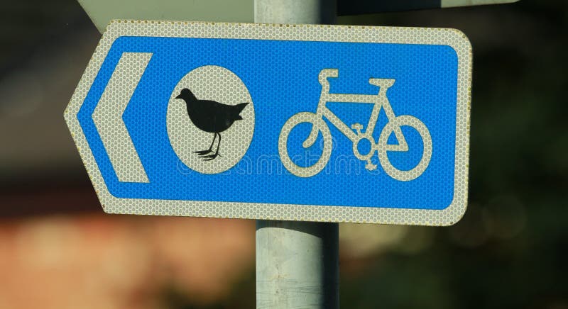 Blue cycle path sign stock image. Image of help, hazard - 241251985