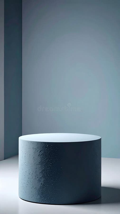 Blue Cylinder Product Display Stand on Grey Background Stock ...