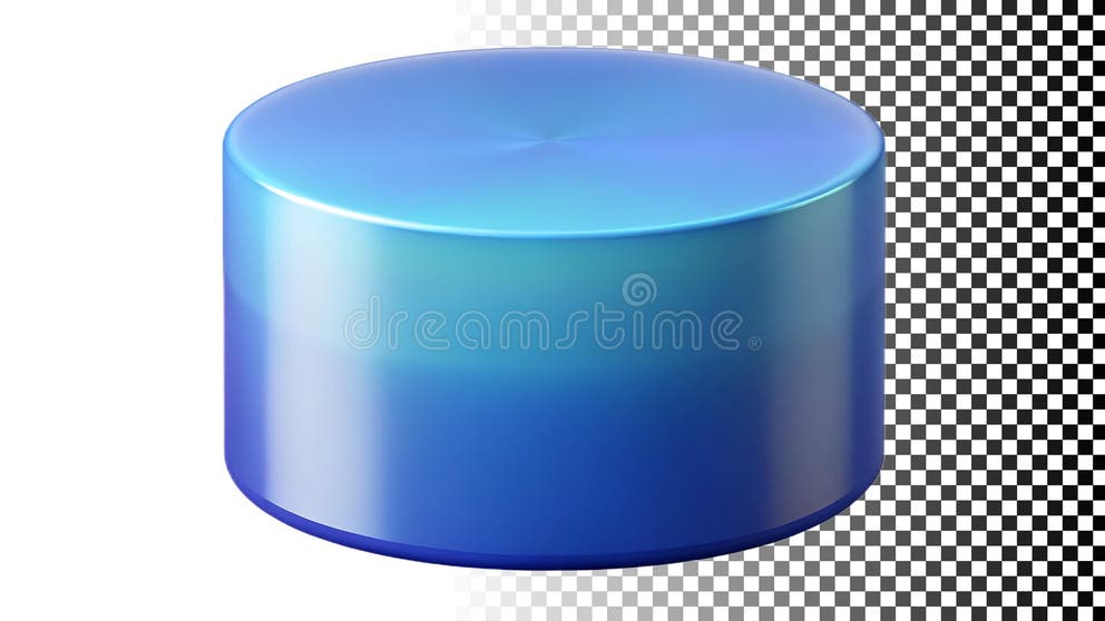 Blue Cylinder Shape, Geometric Form 3D Basic Object Simple Block Png ...