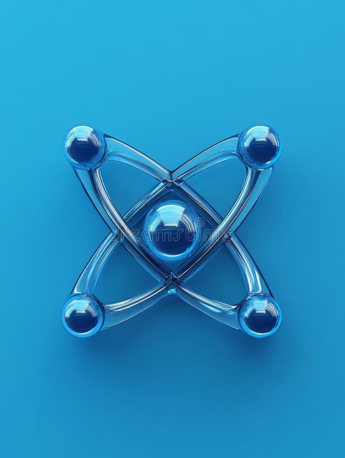 Blue 3D Atomic Structure on a Solid Background. Stock Image - Image of ...