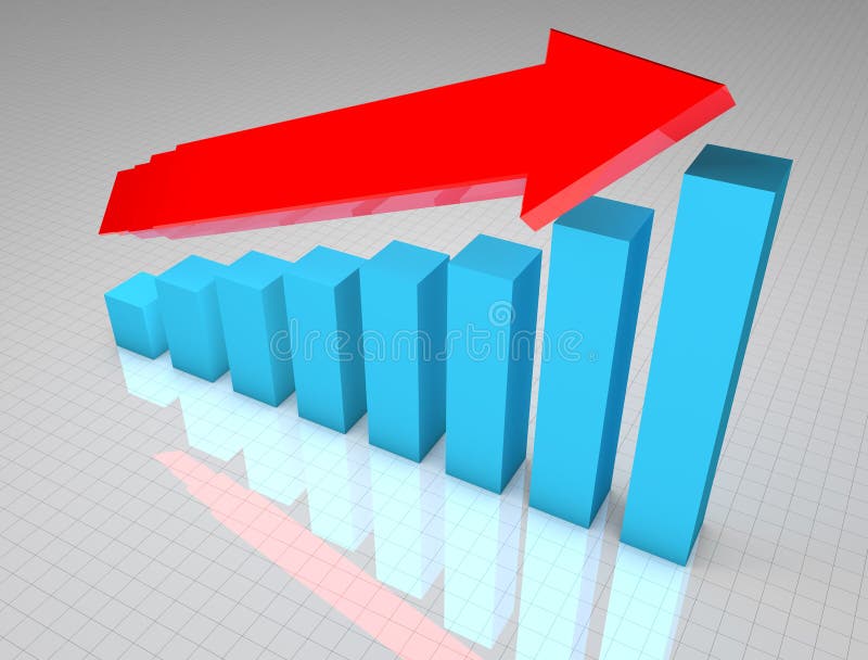 Blue 3D Business Graph Growth Stock Photo - Image of shape, investment ...