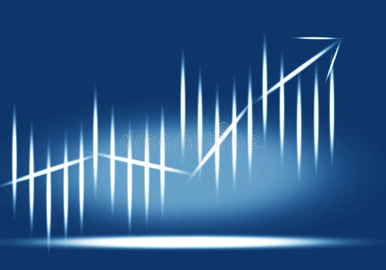 Blue 3D Business Graph Showing Growth Stock Illustration - Illustration ...