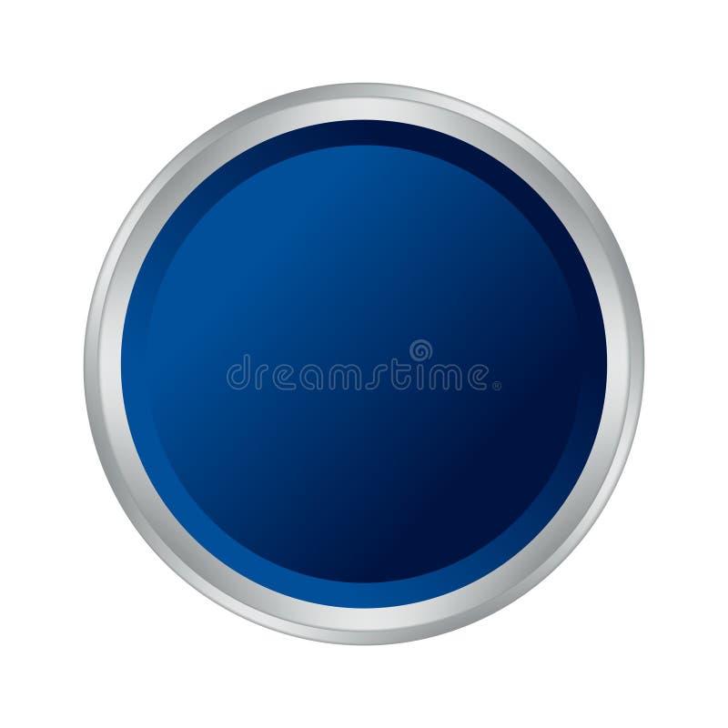 Blue 3d Button Design. Blue Button with Background and Symbol on Silver ...