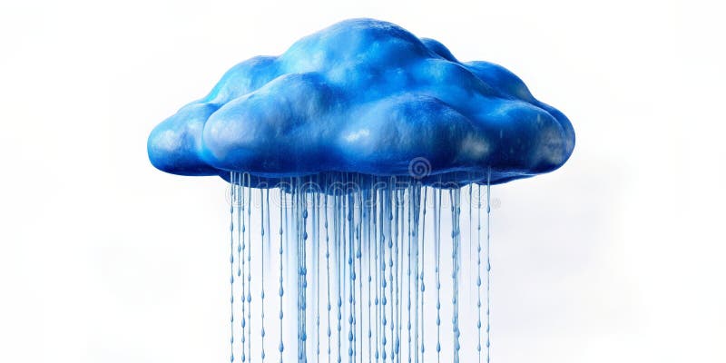 Blue 3D Cloud Droplets Raining Down, 3D Rendering, Rain Cloud, Water ...