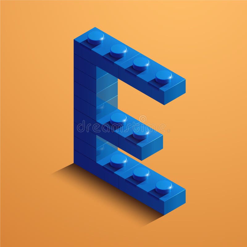3d Isometric Letter E of the Alphabet. 3d Isometric Plastic Letter from ...