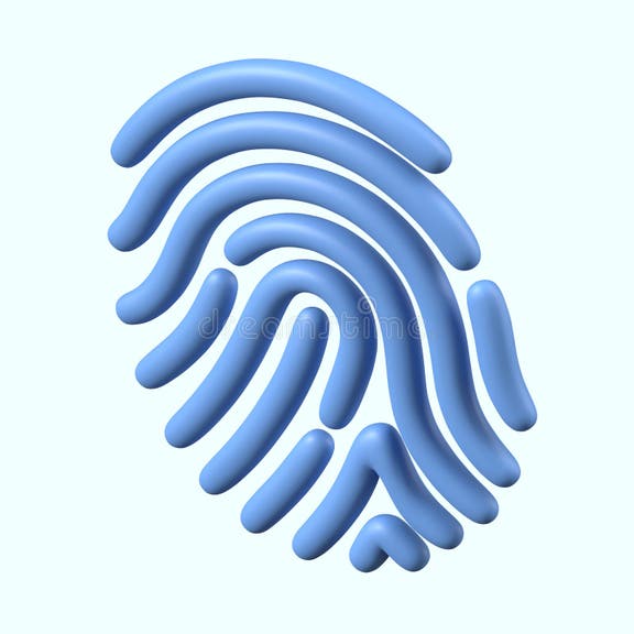 Blue 3D Fingerprint on Light Background. Concept of Modern Technologies ...