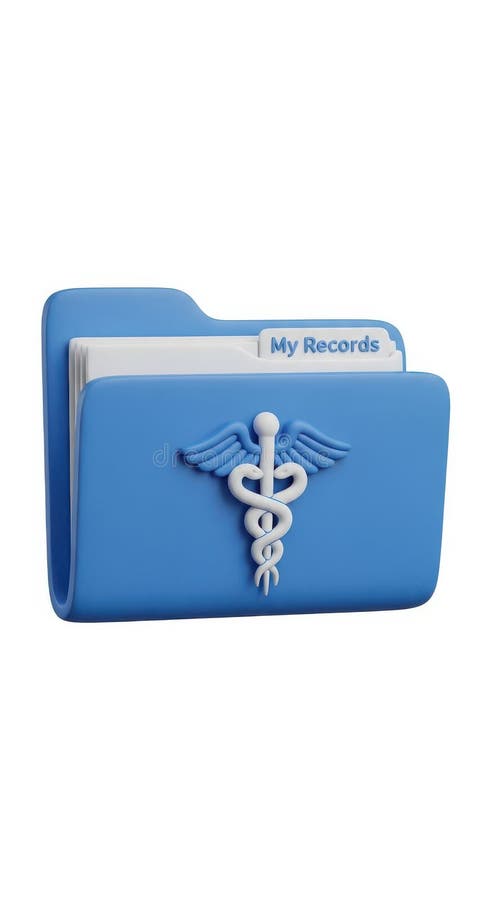 Blue 3 D Folder with Caduceus Symbol and My Records Tab Plastic 3d ...