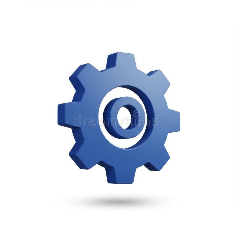 Blue 3D Gear Icon on White Background Stock Illustration - Illustration ...