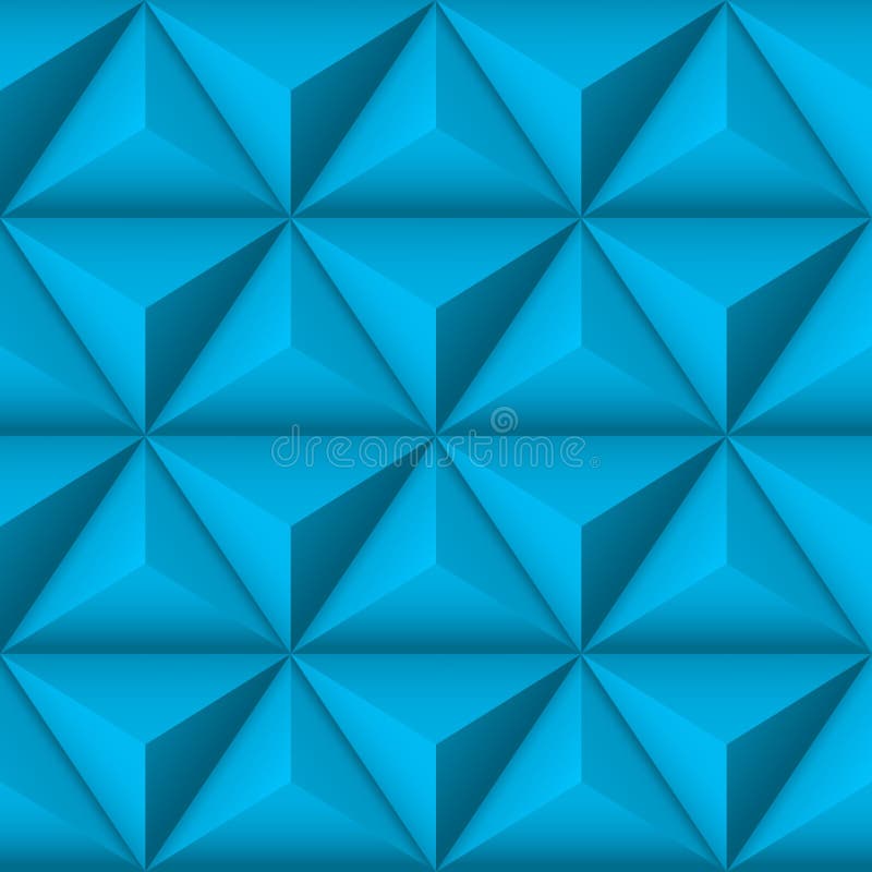 Blue 3d Geometric Pattern with Pyramids. Abstract Seamless Background ...