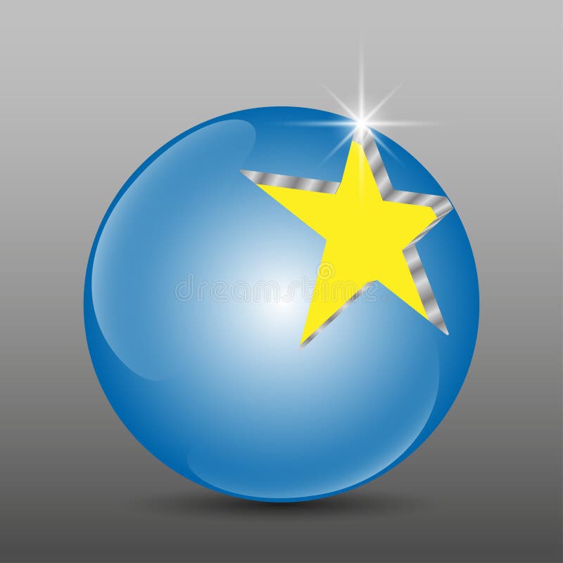 Blue 3D Globe Sphere and Golden Star Stock Illustration - Illustration ...