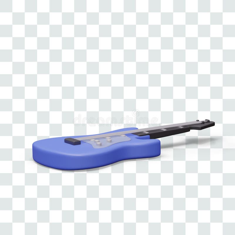 Blue 3D Guitar Lying Down. Color Vector Template for Music Concepts ...