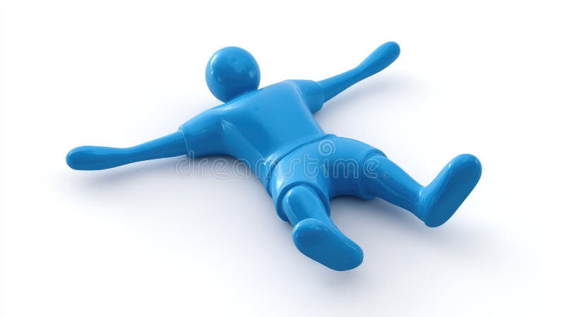 Blue 3D Man Lying Down on White Background, Relaxing Pose Stock ...
