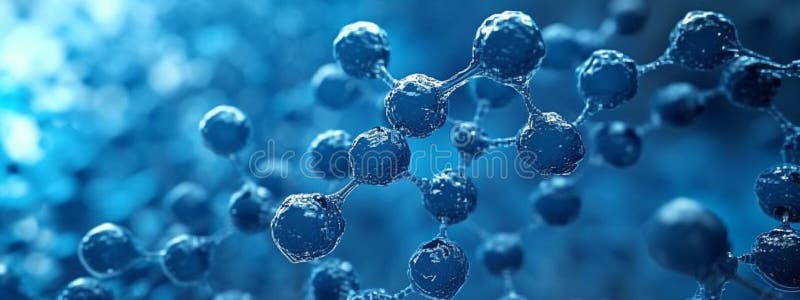 Blue 3D Molecule Structure Illustration of Science and Biotechnology ...