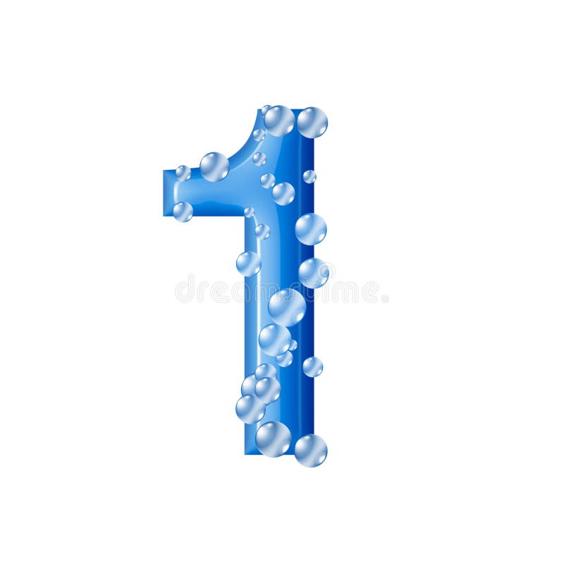 Blue 3d Numbers with Bubbles, White Background, 3d Rendering, One Stock ...