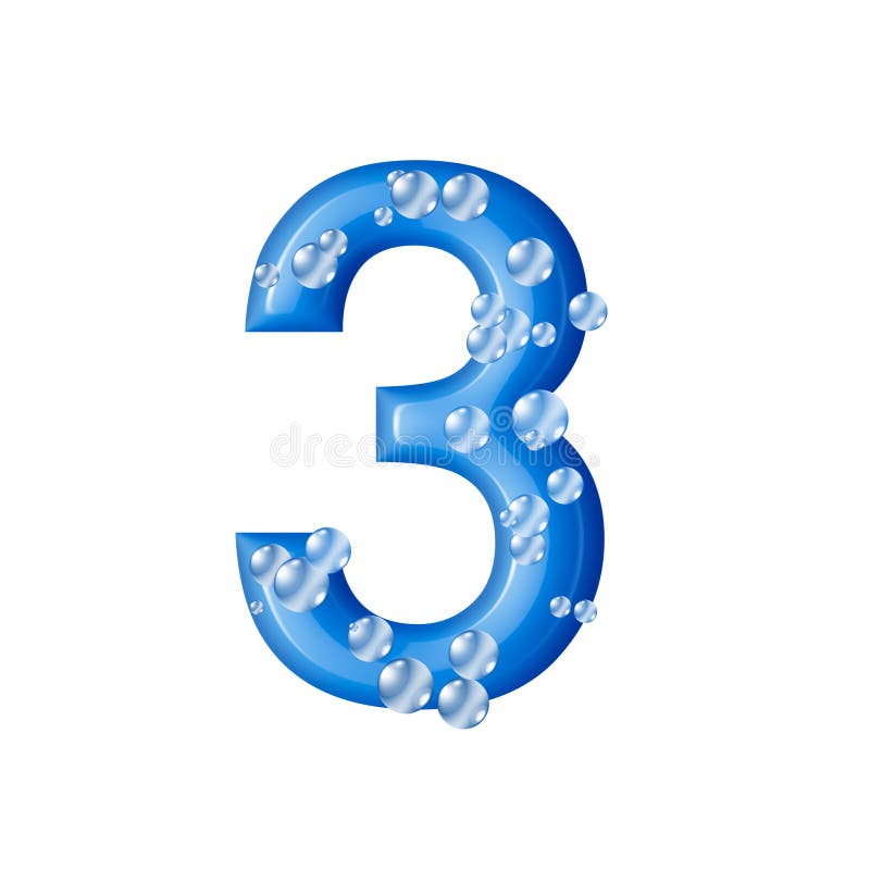 Blue 3d Numbers with Bubbles, White Background, 3d Rendering, Three ...