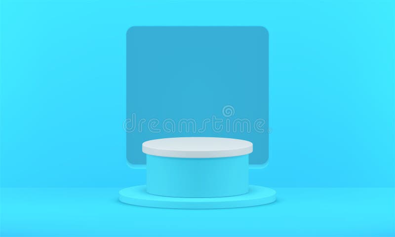 Blue 3d Pedestal Cylinder Level Platform Squared Hole Empty Space ...