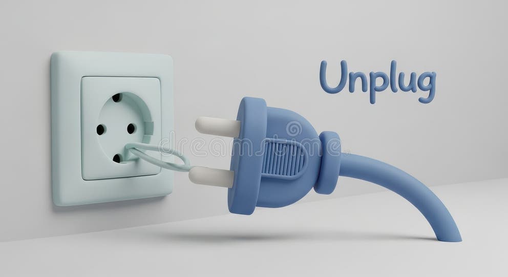 Blue 3 D Plug Partially Inserted into Light Blue Electrical Outlet ...