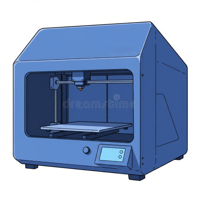 Blue 3D Printer Illustration Stock Illustration - Illustration of ...
