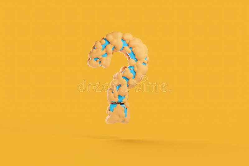Blue 3D Question Mark on Yellow Background Covered by Yellow Blob ...