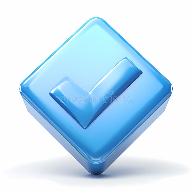 Blue 3D Rendered Confirmation Symbol: a Checkmark Stock Illustration ...