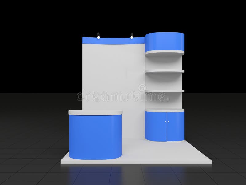 Blue 3d Rendered Stand or Booth in a Tradeshow, Virtual Exhibition ...