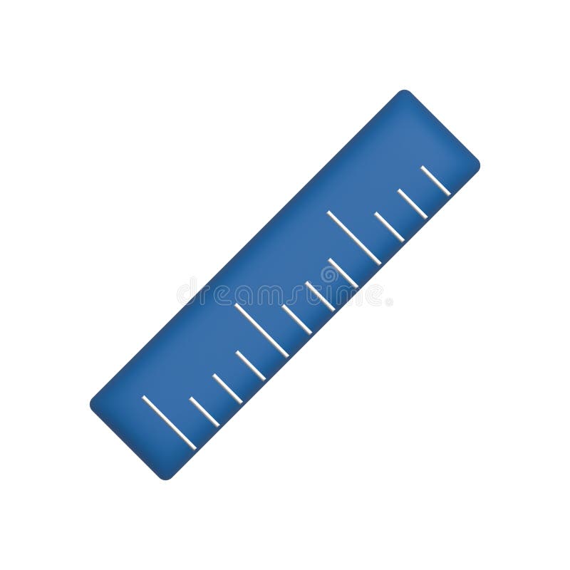 Blue 3d Rendering Ruler Icon Illustration. Plastic Volumetric Tool for ...
