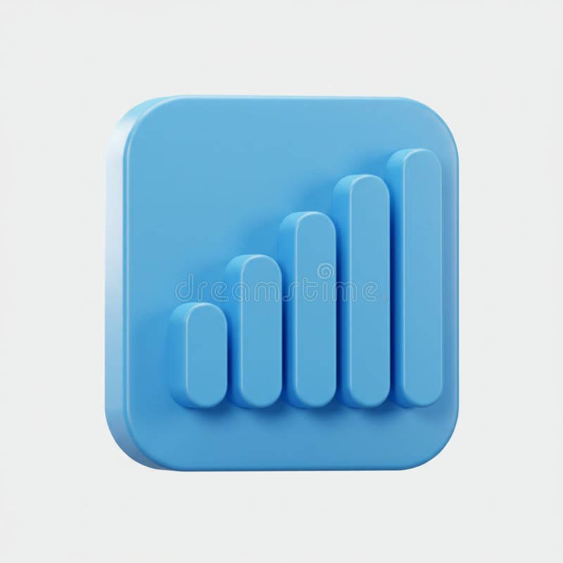 Blue 3D Rising Bar Chart Icon Growth Progress Graphic App Web Data ...