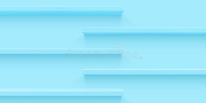 Blue 3d Shelf on the Wall. Wooden Horizontal Realistic Empty Shelf ...
