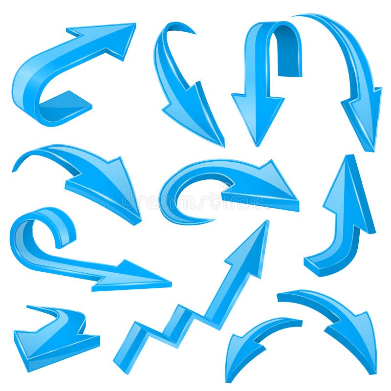 Blue Bent Arrow. Down 3d Symbol Stock Vector - Illustration of sign ... Blue Bent Arrow. Down 3d Symbol Stock Vector - Illustration of sign ...