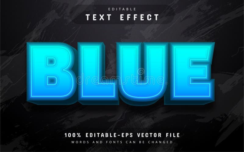 Blue 3d Text Effect Editable Stock Vector - Illustration of bold, modern: 256144122