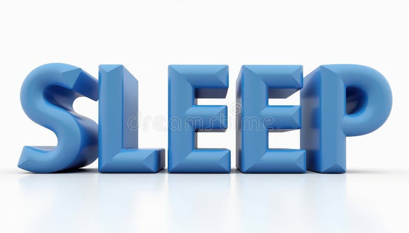 Blue 3D Text Rendering of the Word SLEEP in a Clean, White Background ...