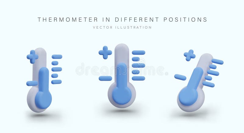 Blue 3D Thermometer with Measurement Scale, Plus, Minus Stock Vector ...