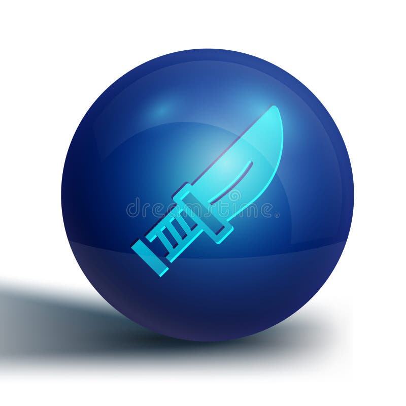 Blue Dagger Icon Isolated on White Background. Knife Icon. Sword with ...