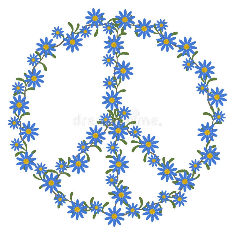 Blue Daisy Flower Peace Symbol Stock Vector - Illustration of garden ...