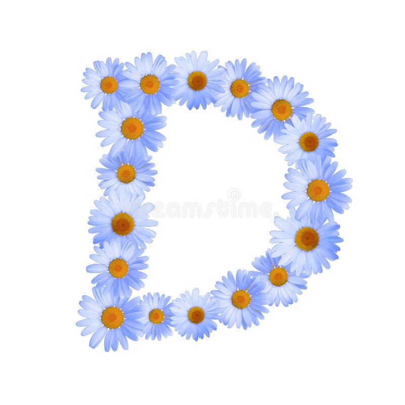 Blue Daisy Letter D stock illustration. Illustration of banner - 85439567