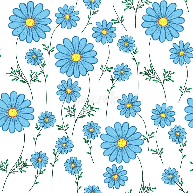 Blue Daisy On A White Background Stock Illustration - Illustration of ...