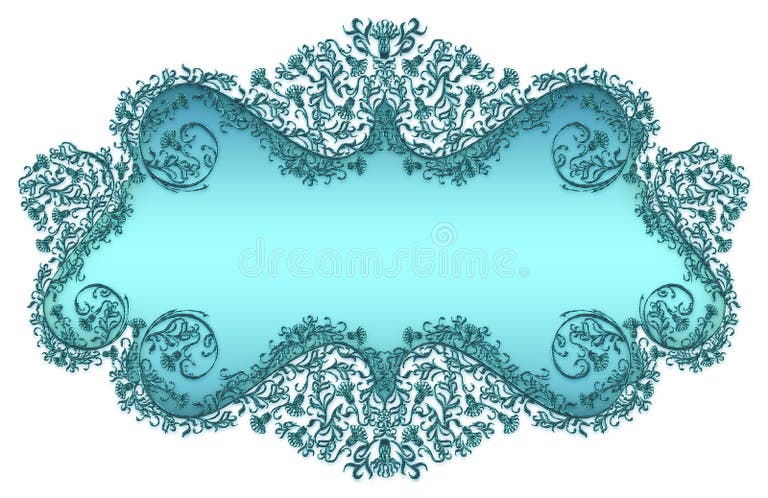 Blue Damask Floral Text Frame Stock Illustration - Illustration of ...
