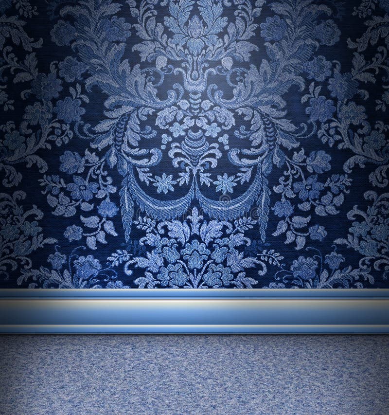 Blue Damask Room stock photo. Image of floral, house - 23744554