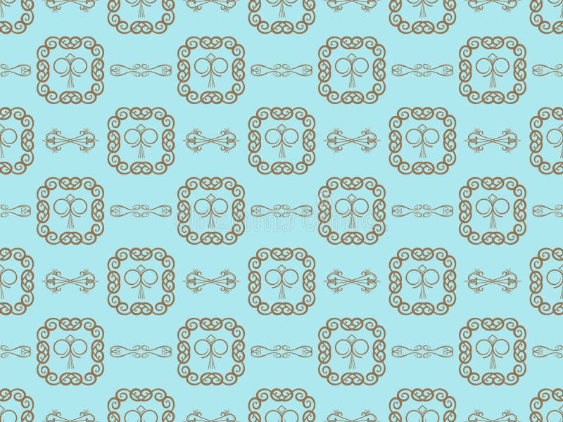 Blue Damask Seamless Wallpaper Stock Illustration - Illustration of ...