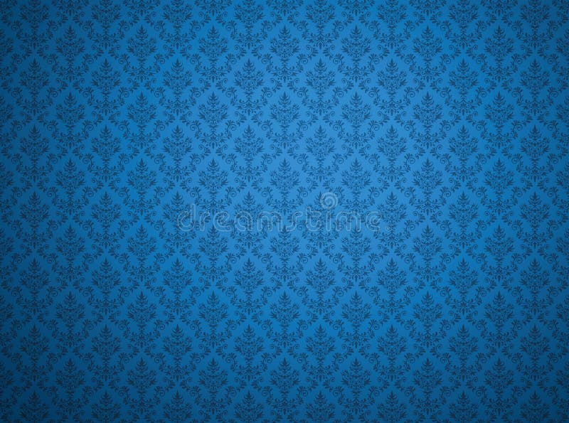 Royal Blue Damask Wallpaper
