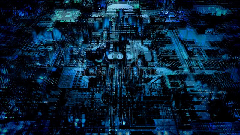 Blue Dark Cyber Punk Technological Digital Computer Background ...