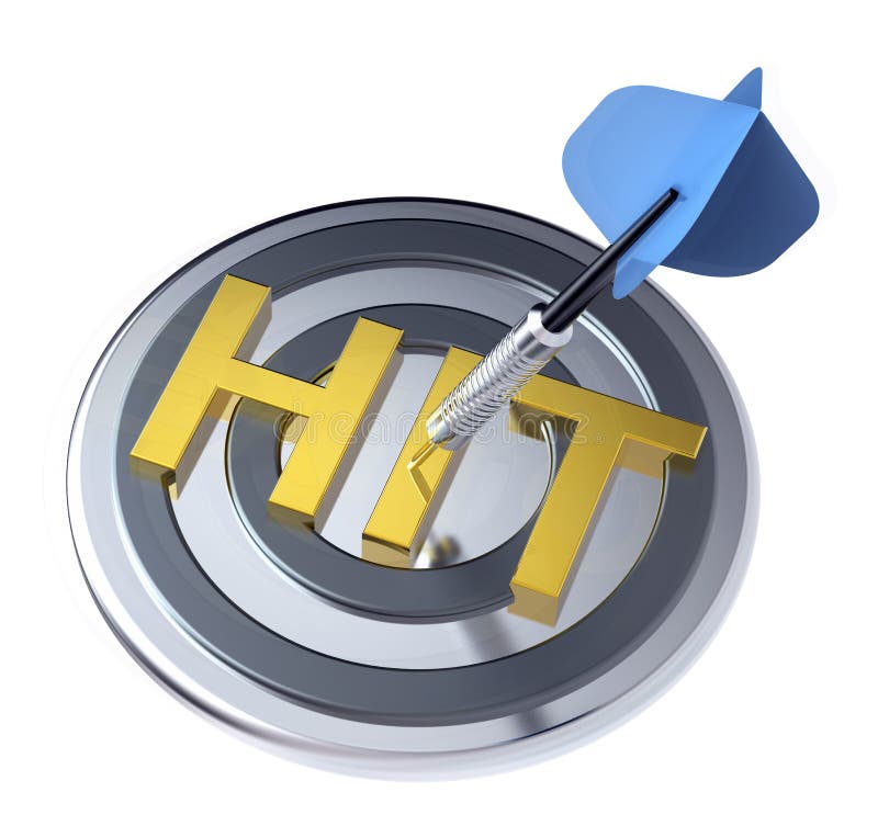 Blue Dart on the Target with Hit Text on it. Stock Illustration ...