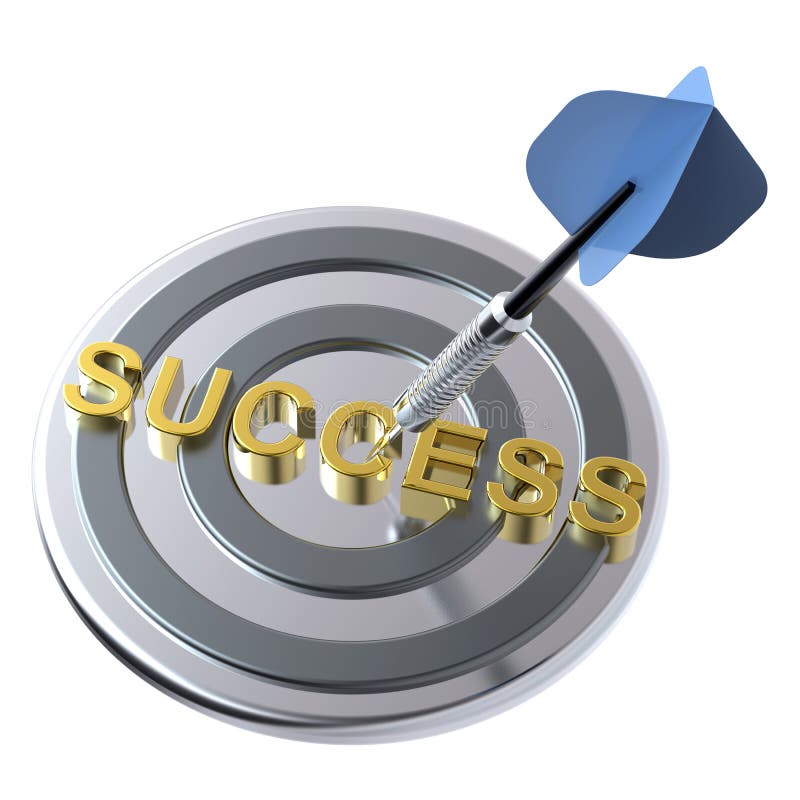 Blue Dart on the Target with Success Text on it. Stock Illustration ...